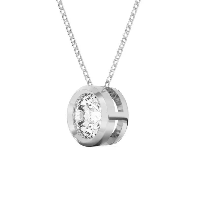 Beveled Bezel Pendant - 14K White Gold