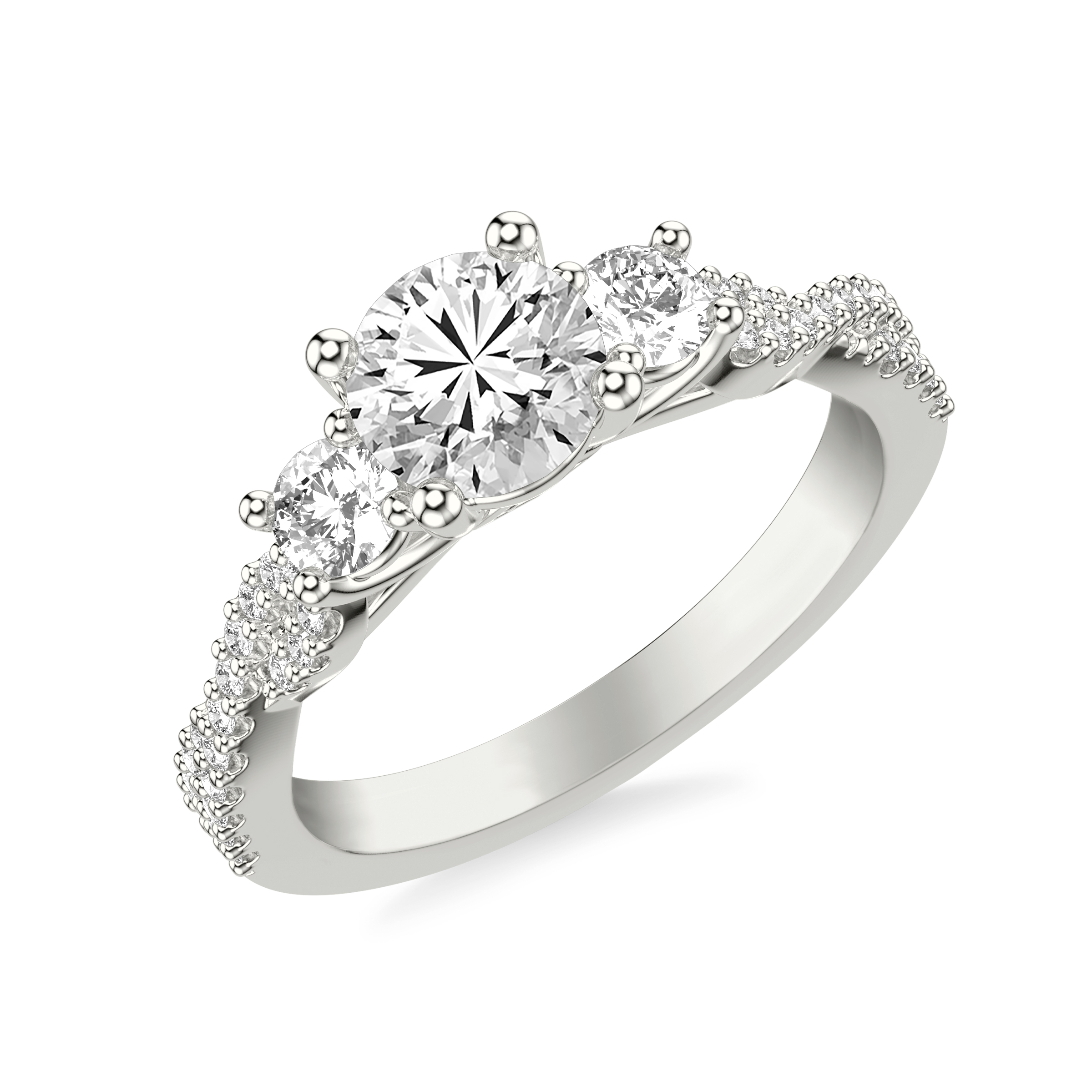 3 stone pave engagement ring store