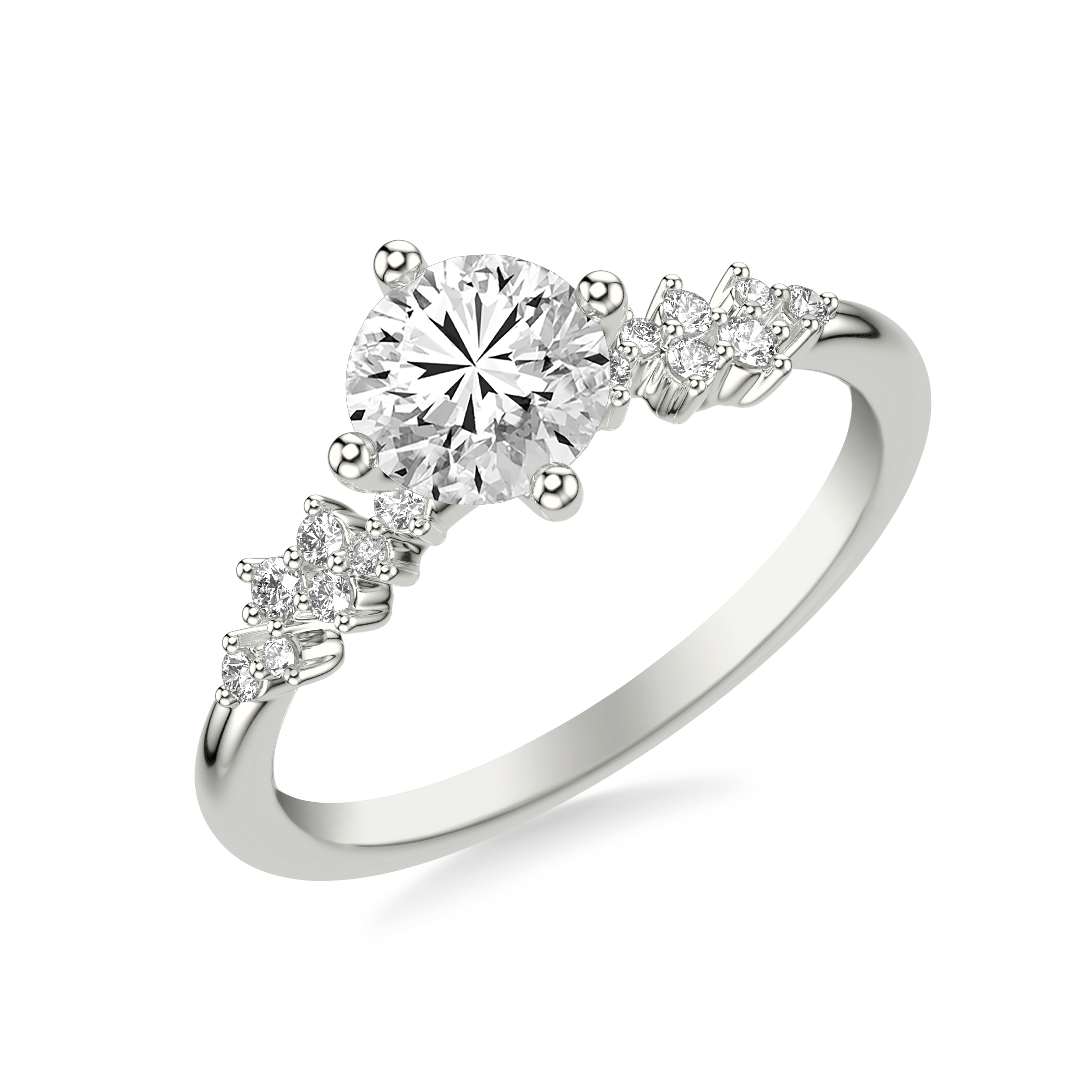 Coco Scattered Diamond Engagement Ring - 14K White Gold