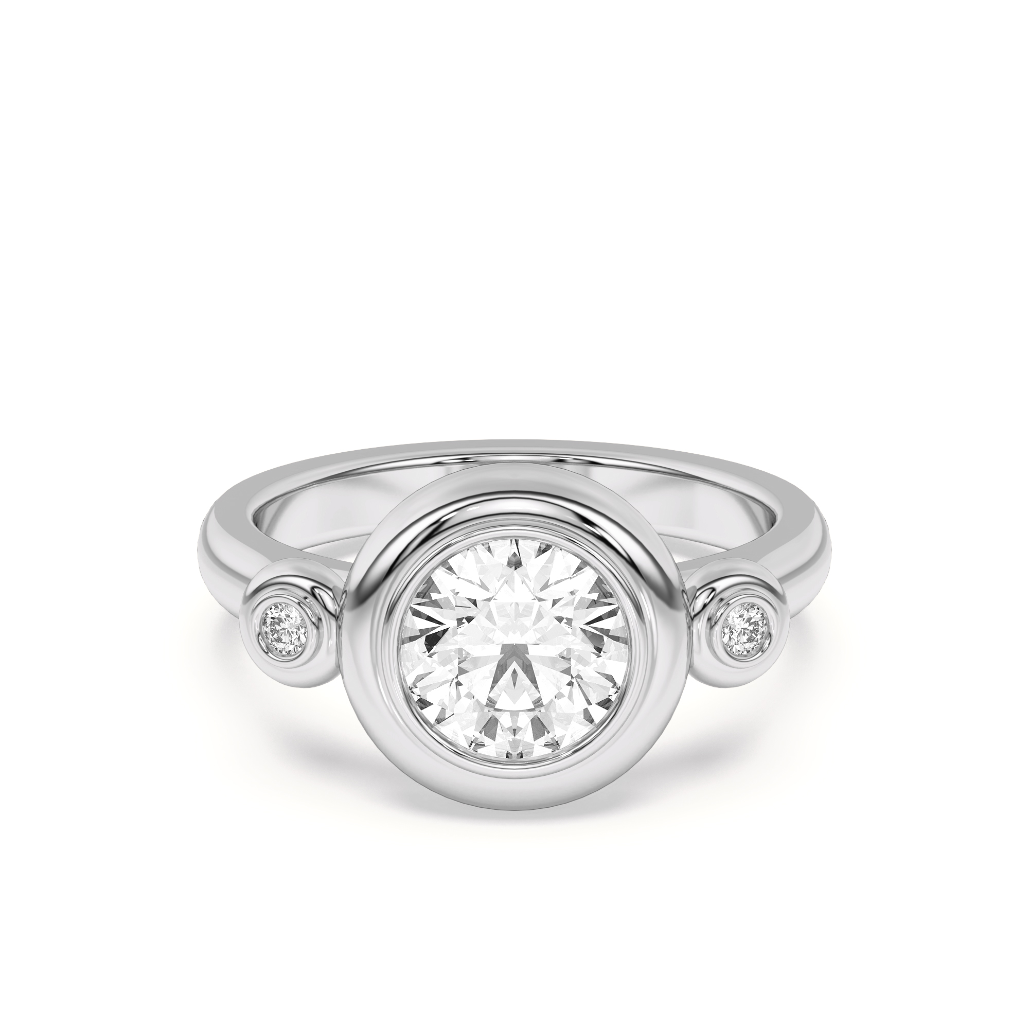 Nia Donut Bezel Engagement Ring - Platinum